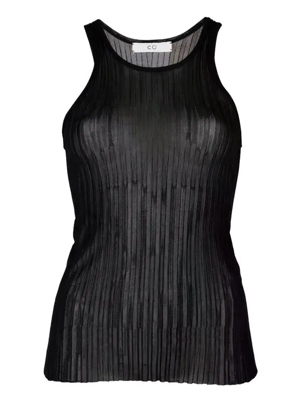 Co Sleeveless Ribbed Knit Top - Black