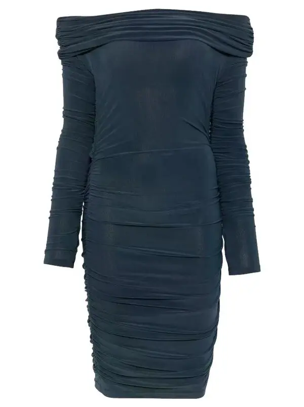 Patrizia Pepe Draped Off-shoulder Mini Dress - Blue