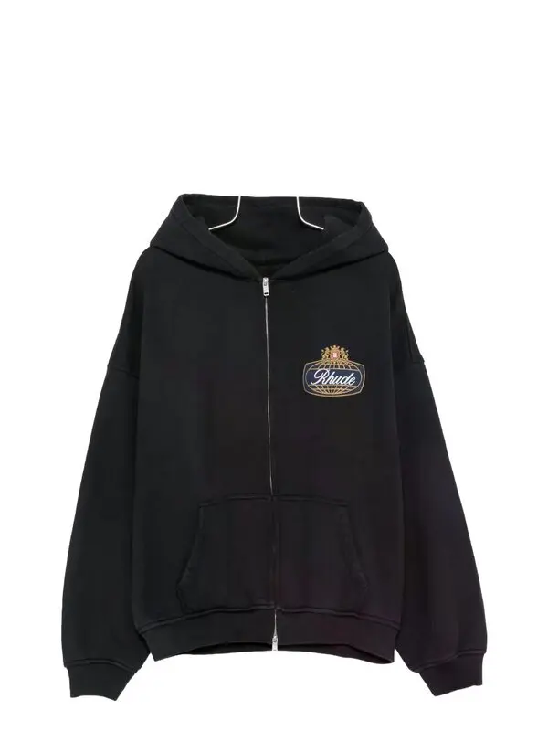 Rhude Logo Zip-up Hoodie - Black