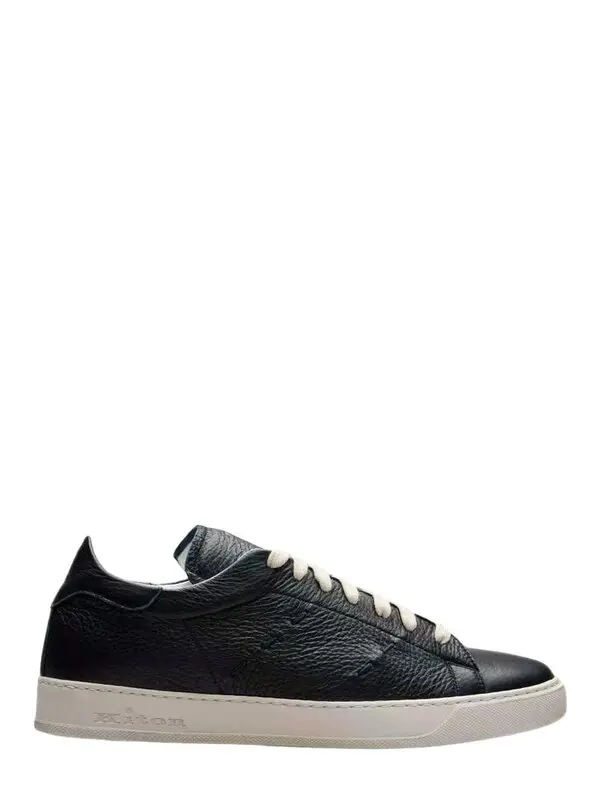 Kiton Grained Leather Cross-stitch Sneakers - Black