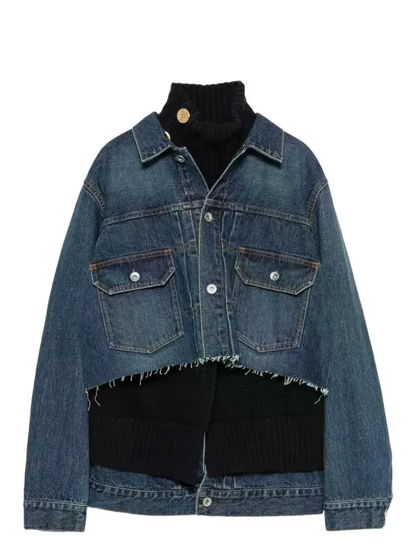 Sacai Panelled Denim Jacket - Blue