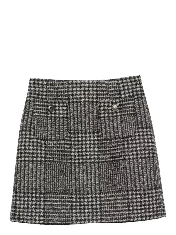 N°21 Check-pattern A-line Skirt With Button Detail - Grey