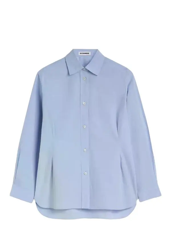 JIL SANDER Pleated Waist Fil-à-fil Shirt - Blue