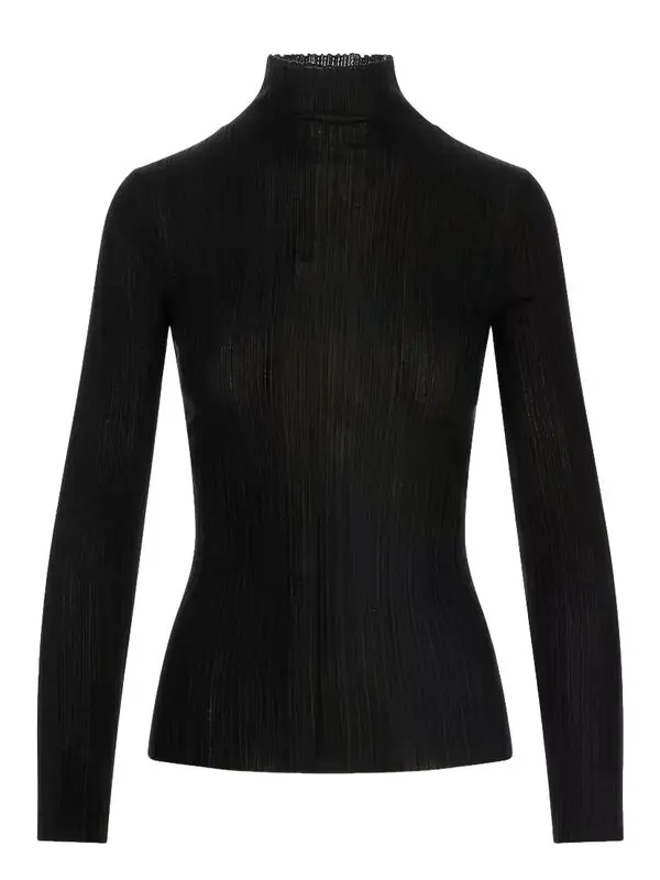 Agnona Ribbed Knit High-neck Sweater - Black