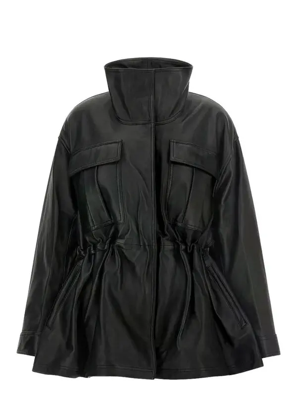 RÓHE Sculptural Waist Leather Jacket - Black