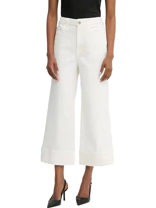 MORGAN Wide-leg Cropped Jeans - White