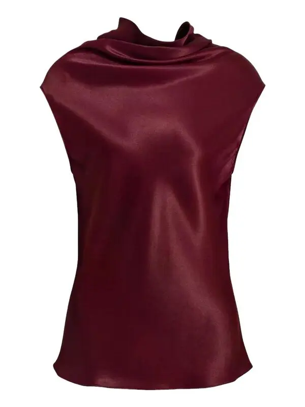 Alberta Ferretti Draped Satin Blouse - Red