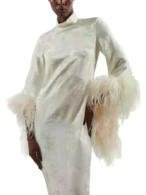 TALLER MARMO Del Rio Feather-trim Midi Dress - White