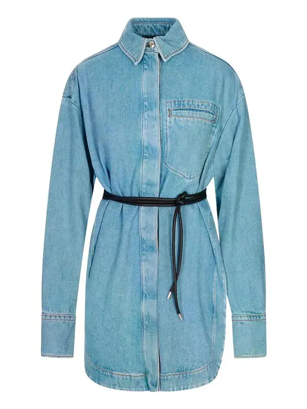 Sportmax Belted Denim Shirt - Blue