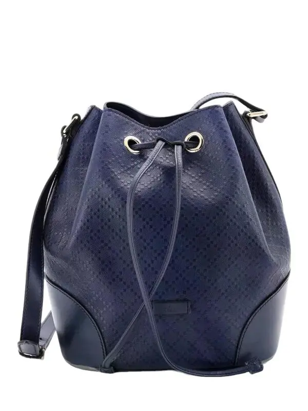 Gucci Diamante Leather Small Bucket Bag - Blue