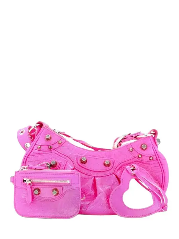 Balenciaga Le Cagole Giant Studs Shoulder Bag Leather Xs Hobo Bag - Pink