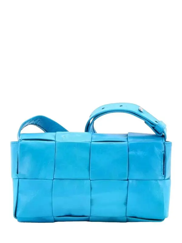 Bottega Veneta Cassette Maxi Intrecciato Leather Crossbody Bag - Blue