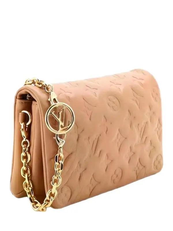 LOUIS VUITTON Coussin Pochette Monogram Embossed Lambskin Crossbody Bag - Neutrals