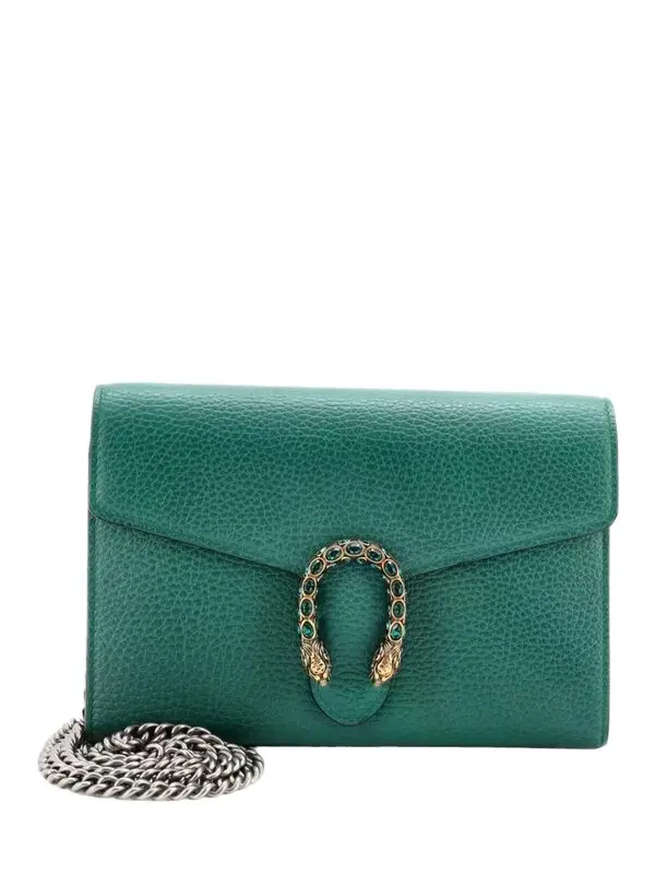 Gucci Dionysus Chain Wallet Leather With Embellished Detail Small Crossbody Bag - Green