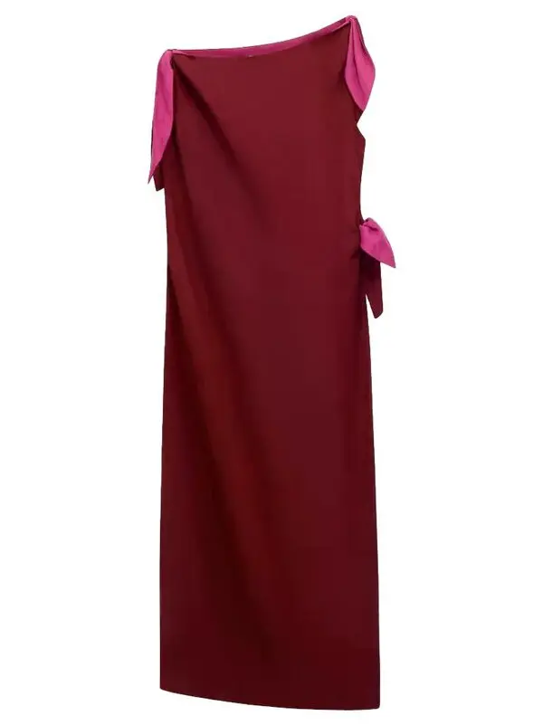 Liviana Conti Maxi Dress With One-shoulder Design And Bow Detail - Red