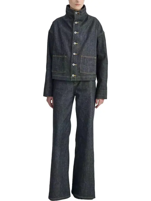 TAIGA TAKAHASHI Oversized Denim Jacket With Funnel Neck - Blue