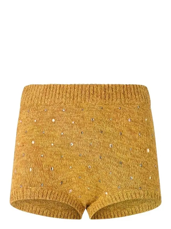 Pinko Crystal-embellished Knitted Shorts - Yellow