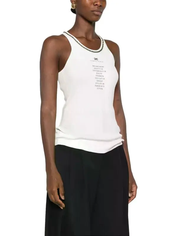 Elisabetta Franchi Ribbed Knit Chain-link Trim Tank Top - White