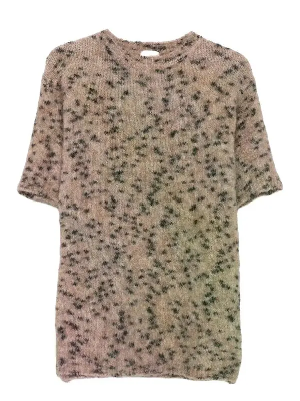 ALYSI Leopard-print Short-sleeve Sweater - Neutrals