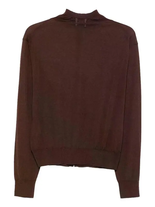 ALYSI Button-up Mock-neck Cardigan - Brown