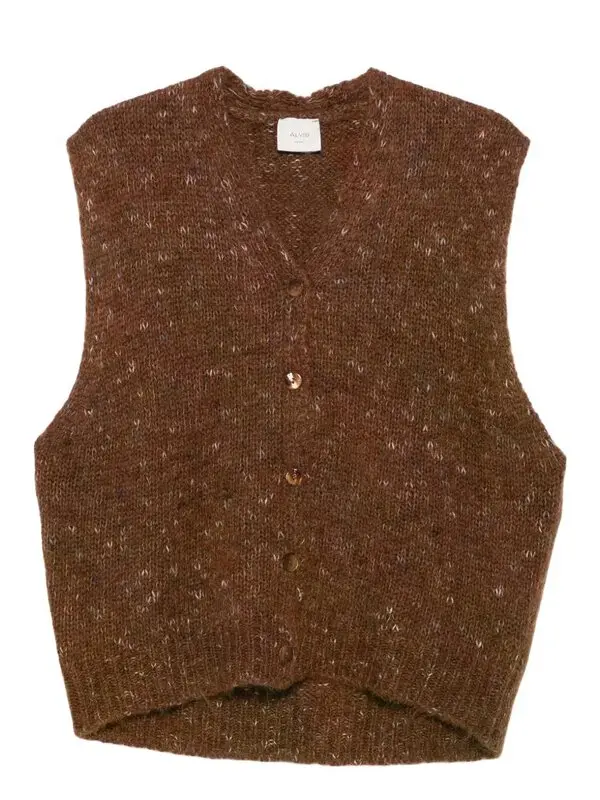 ALYSI Button-up Knitted Vest - Brown