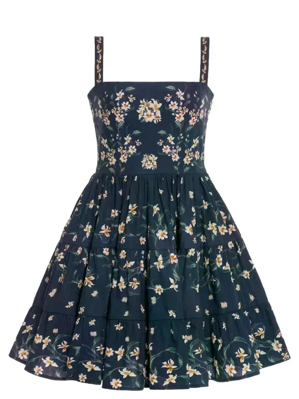 Agua Bendita Floral Print Mini Dress - Blue