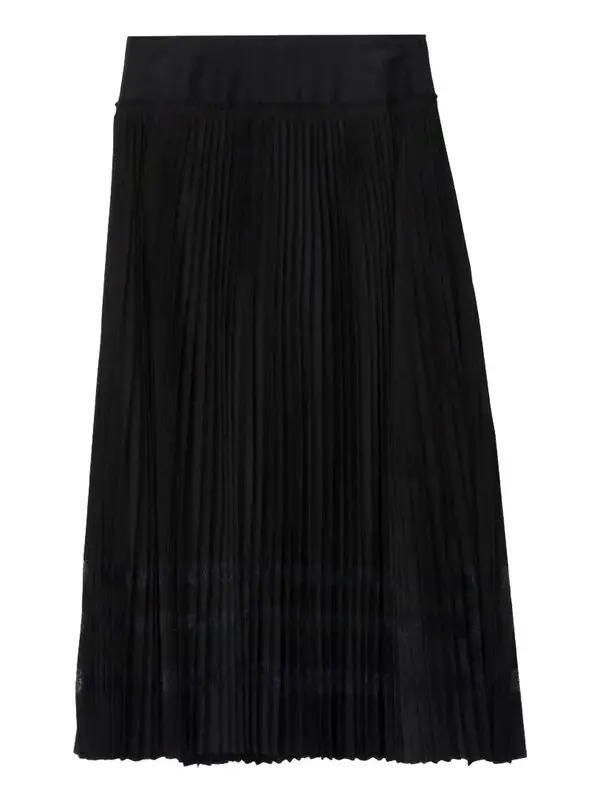 3.1 Phillip Lim Midi Lace-trim Pleated Skirt - Black