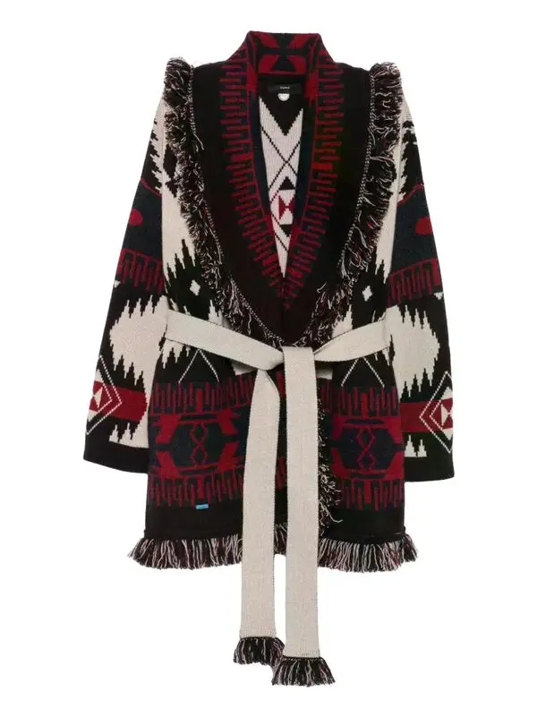Alanui Jacquard Knitted Coat - Black