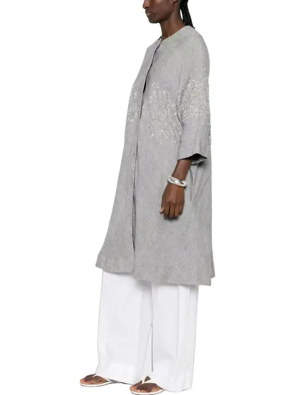 AODRESS Sequin-embellished Embroidered Coat - Grey