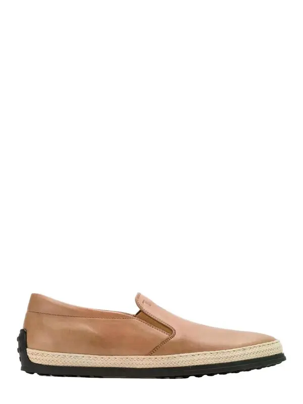 TOD'S Calf Leather Slip-on Loafers - Brown