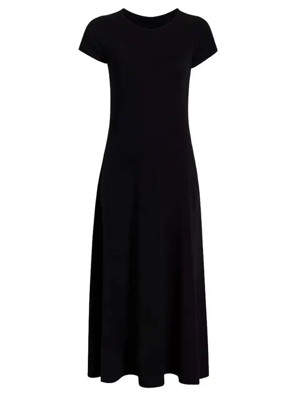 Another Tomorrow A-line Cap-sleeve Midi Dress - Black