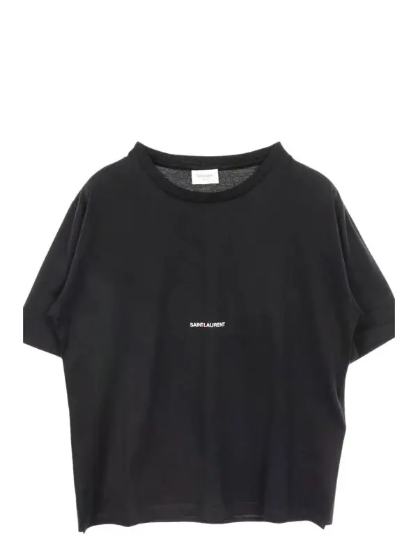 Saint Laurent Cotton Logo Print T-shirt - Black