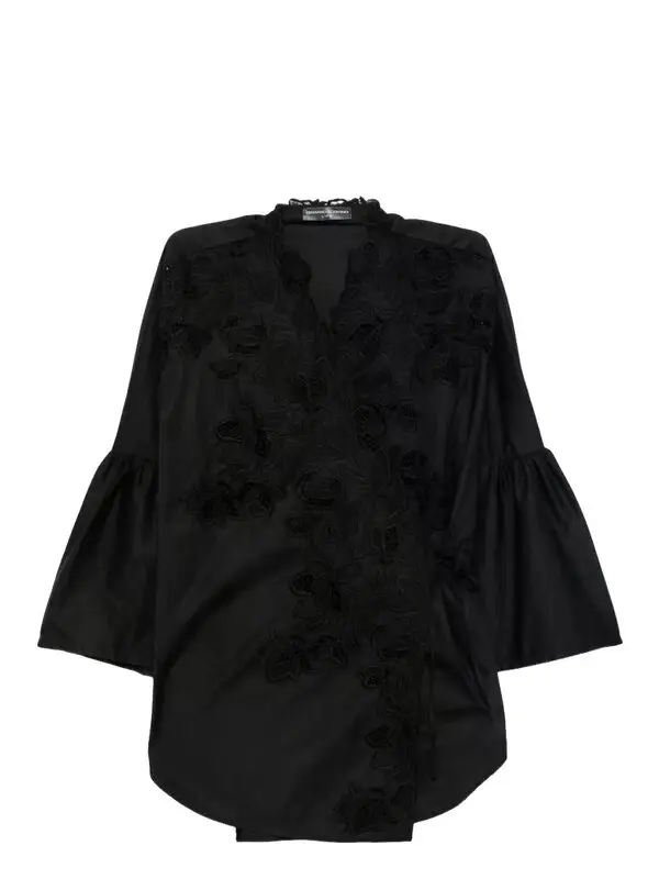 Ermanno Scervino Lace Embellished Ruffled Sleeve Blouse - Black