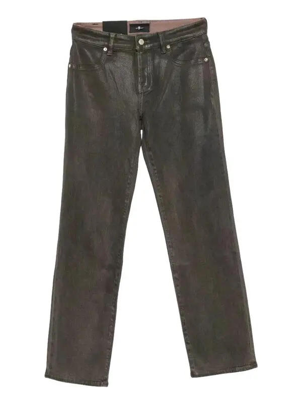 7 For All Mankind Coated Straight Leg Jeans - Grey