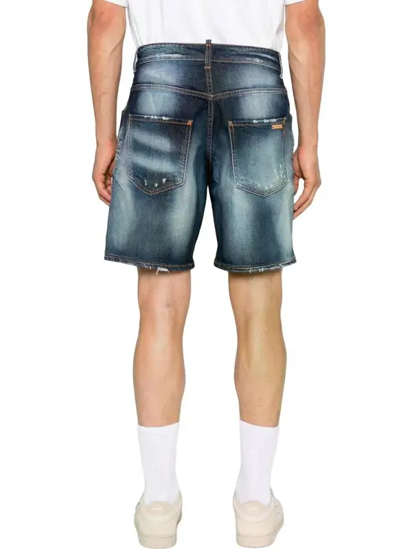YES LONDON Distressed Patchwork Denim Shorts - Blue
