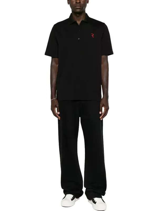 RHUN Logo-embroidered Short-sleeve Polo Shirt - Black