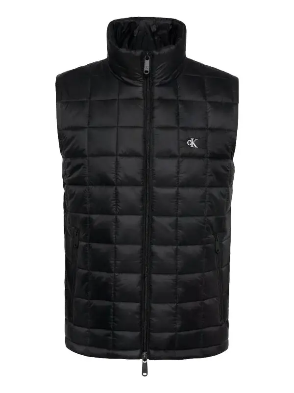 Calvin Klein Grid-quilted Logo Gilet - Black