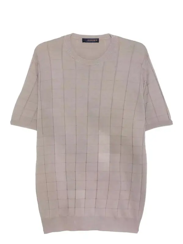 JEORDIE'S Grid-knit Short-sleeve T-shirt - Neutrals