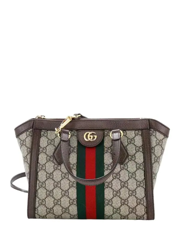 Gucci Ophidia Top Handle Gg Coated Canvas Small Tote Bag - Brown