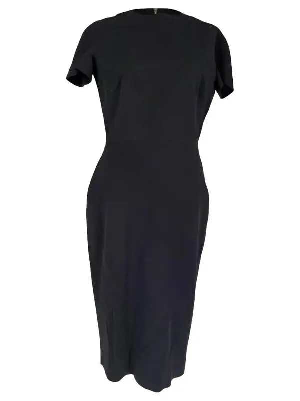 Victoria Beckham Short Sleeve Midi Dress With Rear Zip - Black