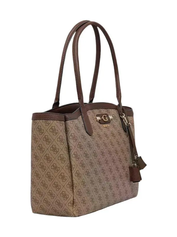 Guess Grained Tote Bag With All-over Logo Print - Neutrals