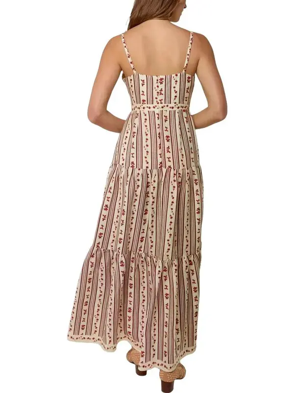 PALM. NOOSA Celine Floral-print Tiered Maxi Dress - Neutrals