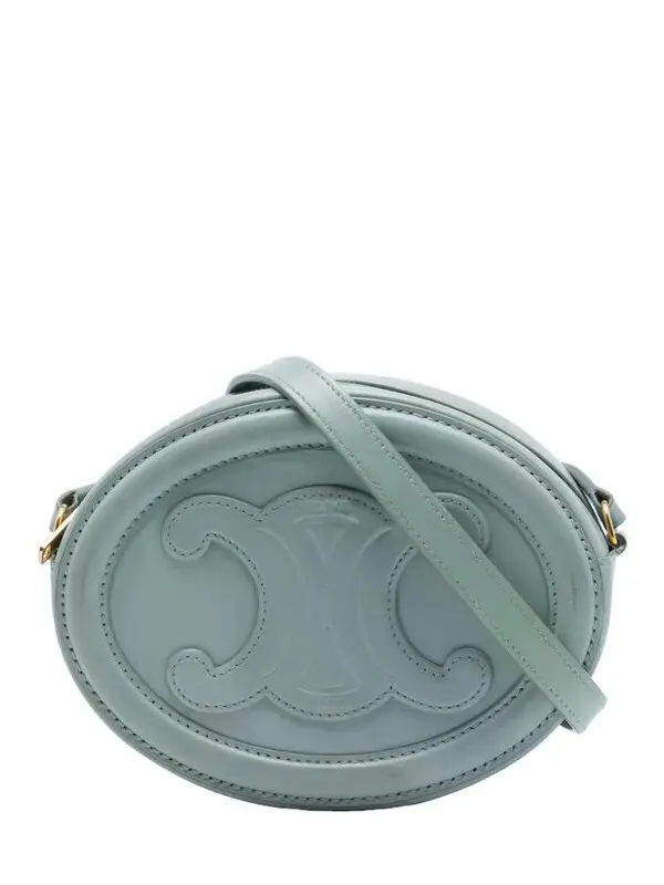 Celine Calfskin Triomphe Oval Crossbody Bag - Blue