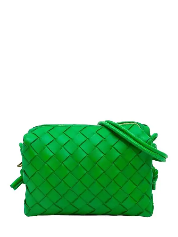 Bottega Veneta Mini Lambskin Intrecciato Loop Camera Bag - Green