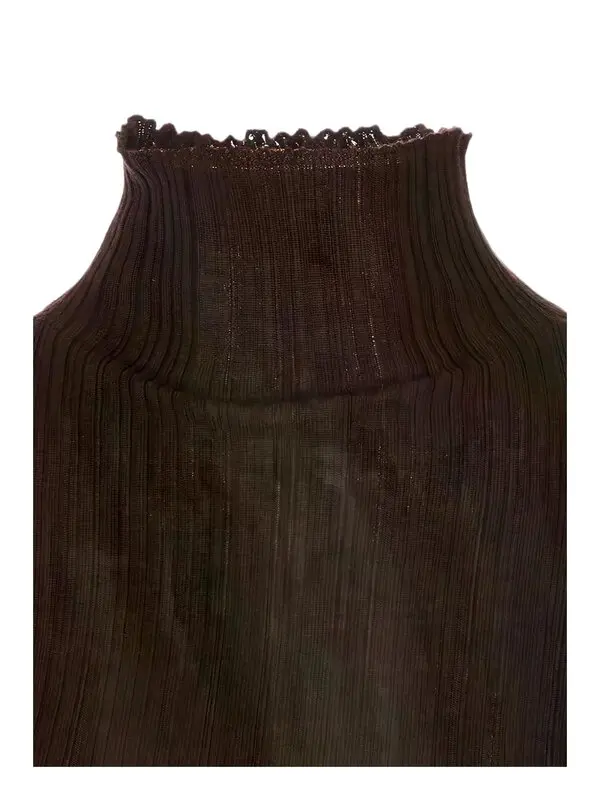 Agnona Ribbed Knit Scalloped-edge Sweater - Brown