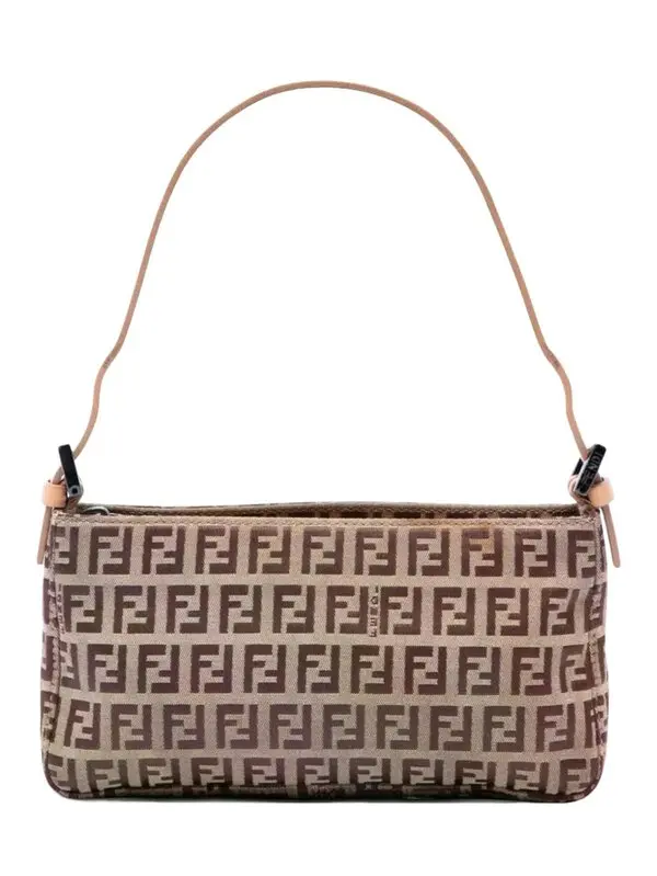 Fendi Zucchino Canvas Pochette Shoulder Bag - Brown