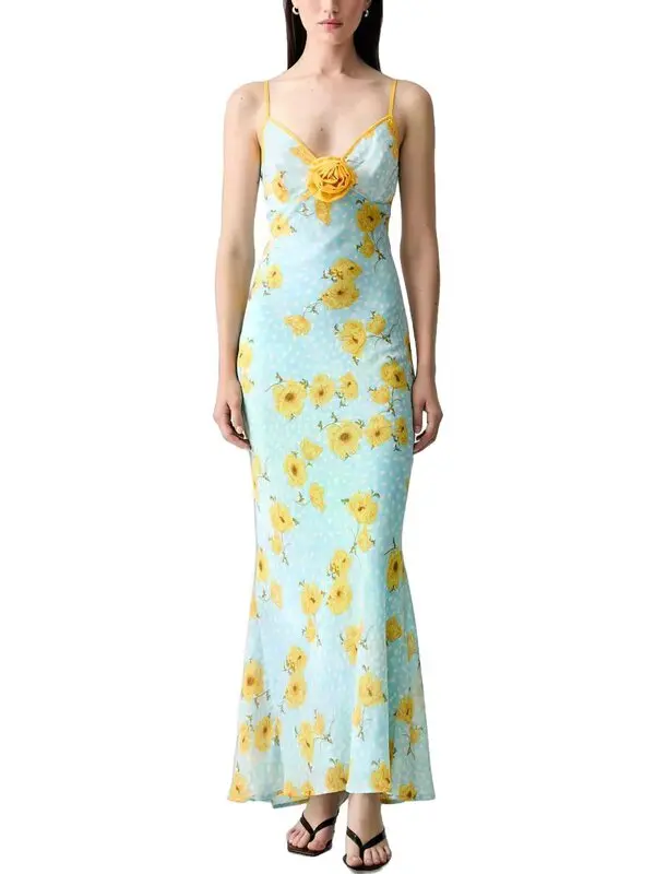NEVER FULLY DRESSED Floral Print Maxi Dress - Blue