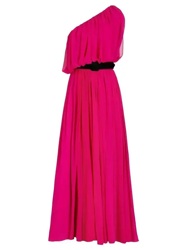 Badgley Mischka One-shoulder Draped Maxi Dress - Pink