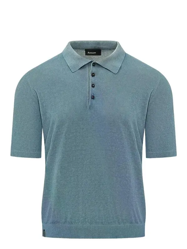 AROVESCIO Short-sleeve Knit Polo Shirt - Blue
