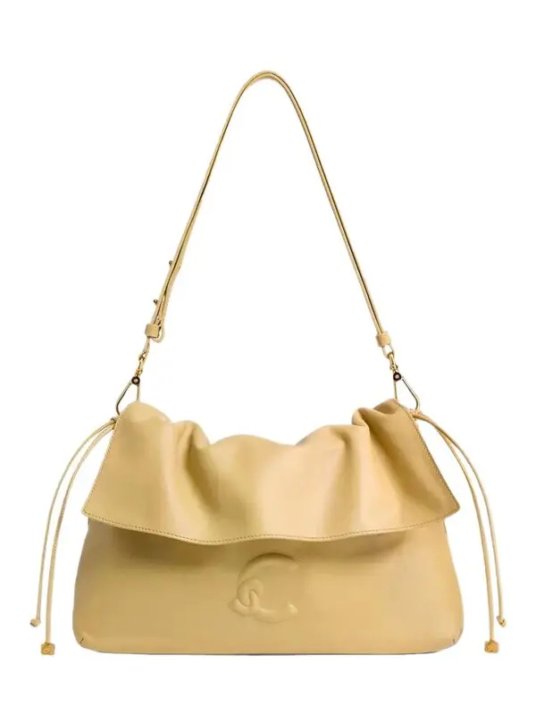 COCCINELLE Small Lidia Ruched Shoulder Bag With Logo Embossing - Yellow